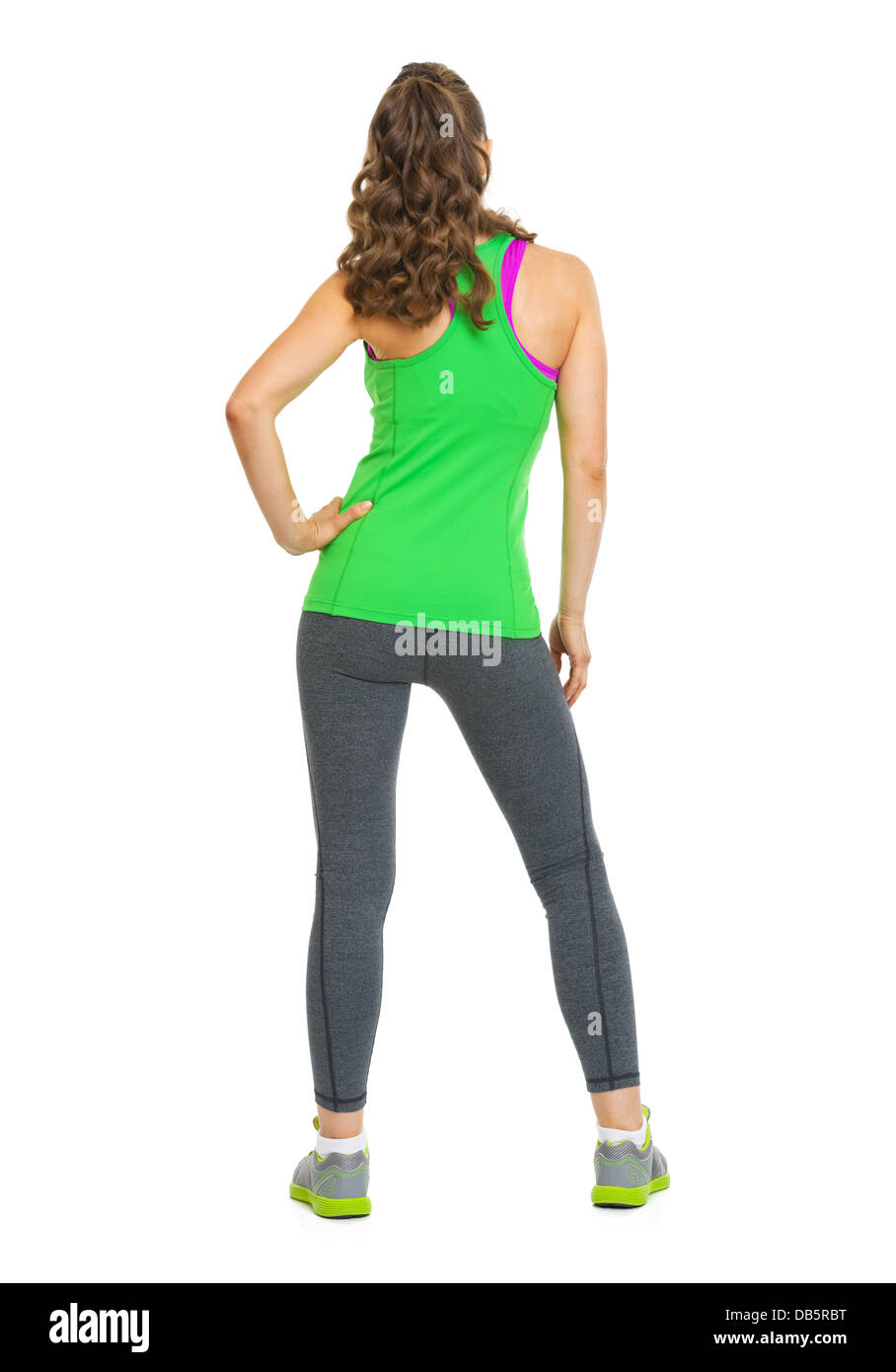 Full length portrait of fitness young woman . rear view Stock Photo - Alamy
