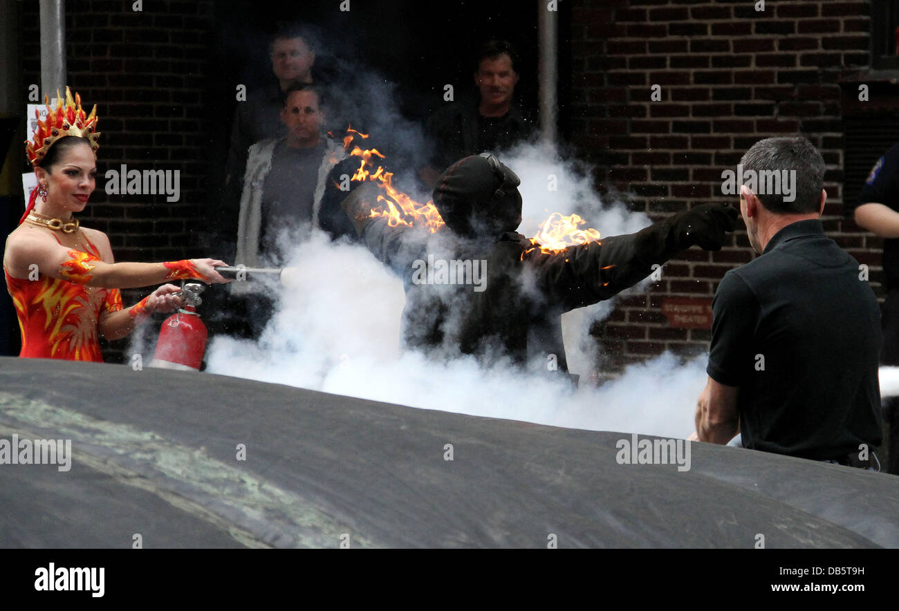 The Human Fuse, Brian Miser celebrities outside The Ed Sullivan Theater ...