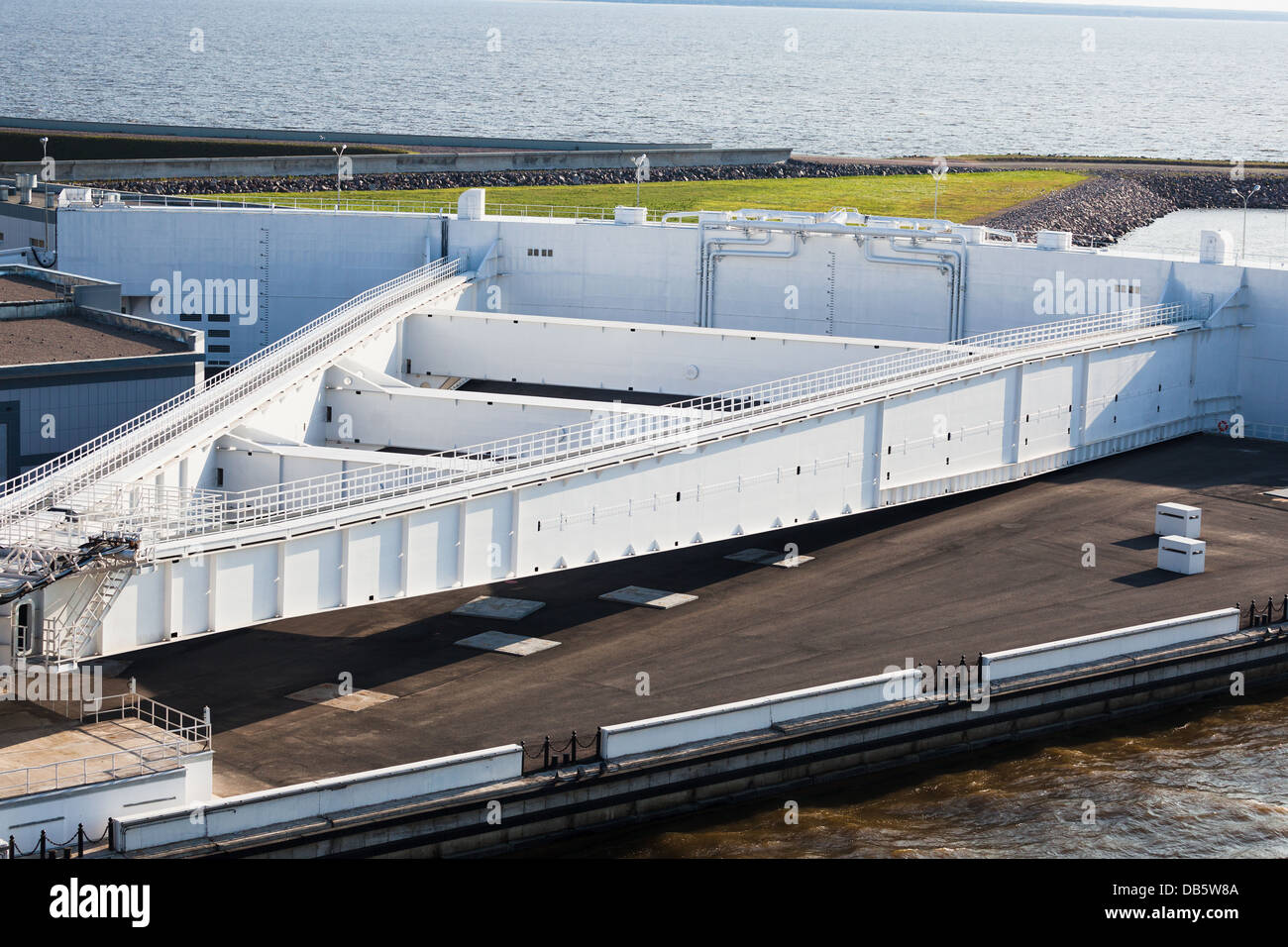 The St. Petersburg Dam, a flood control structure, extends from Kotlin ...