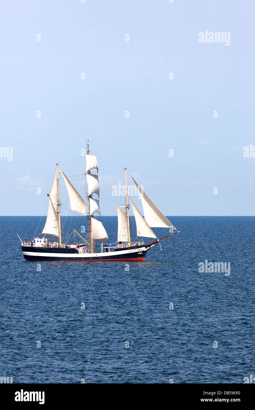 Pelican of London, a sail training ship, sailing into the Baltic sea ...