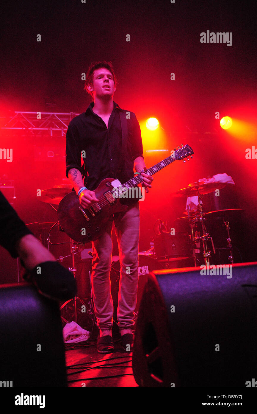 Shayley Bourget perfoming on stage in Of Mice and Men at the O2 Arena ...