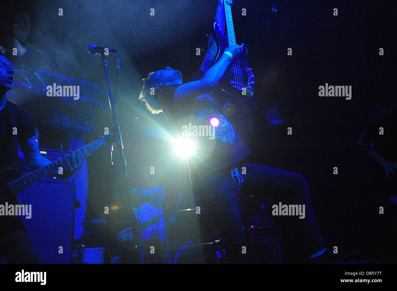 Matt Welsh performing on stage for While She Sleeps at the O2 Arena ...