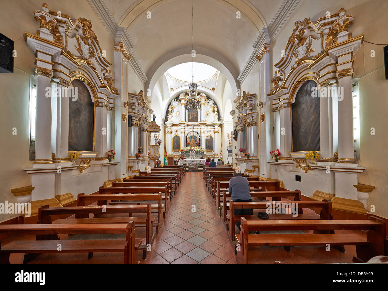 interior shot of chapel Capilla Virgen de Guadalupe, colonial buildings ...