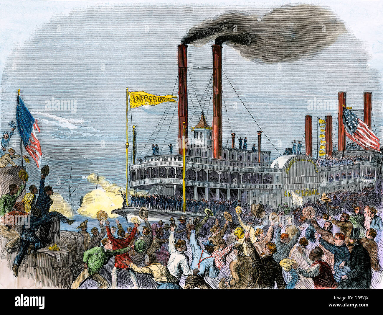 Steamboat "Imperial" arriving in New Orleans from St Louis after the ...