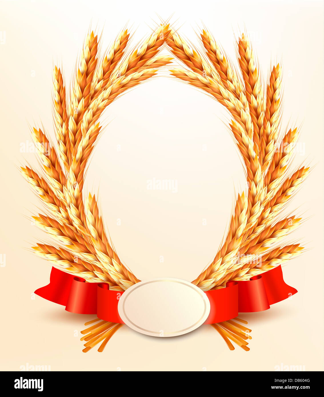 Ripe yellow wheat ears with red ribbons. Vector background Stock Photo ...