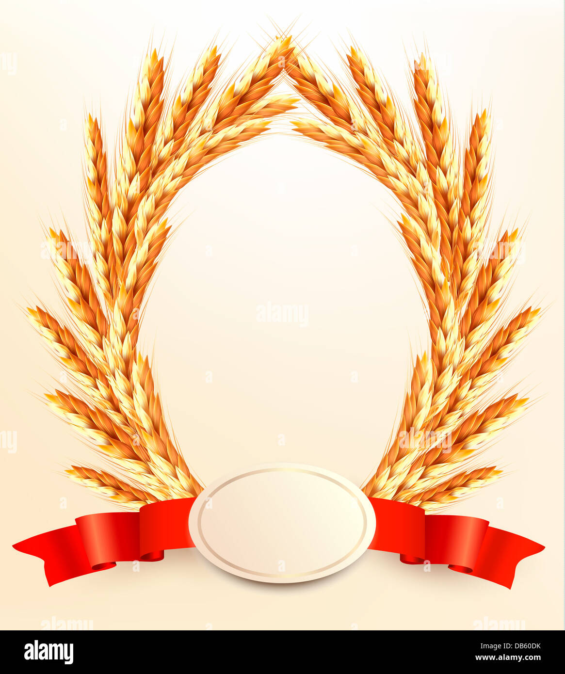 Ripe yellow wheat ears with red ribbons. Vector background Stock Photo ...