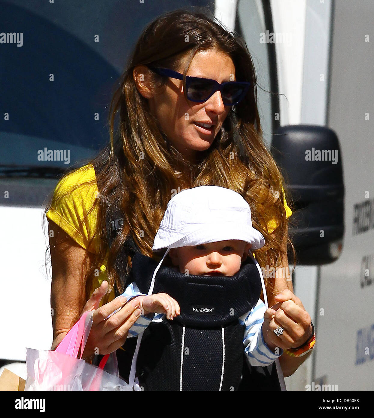 Jools Oliver walking in Primrose Hill with her son Buddy London ...