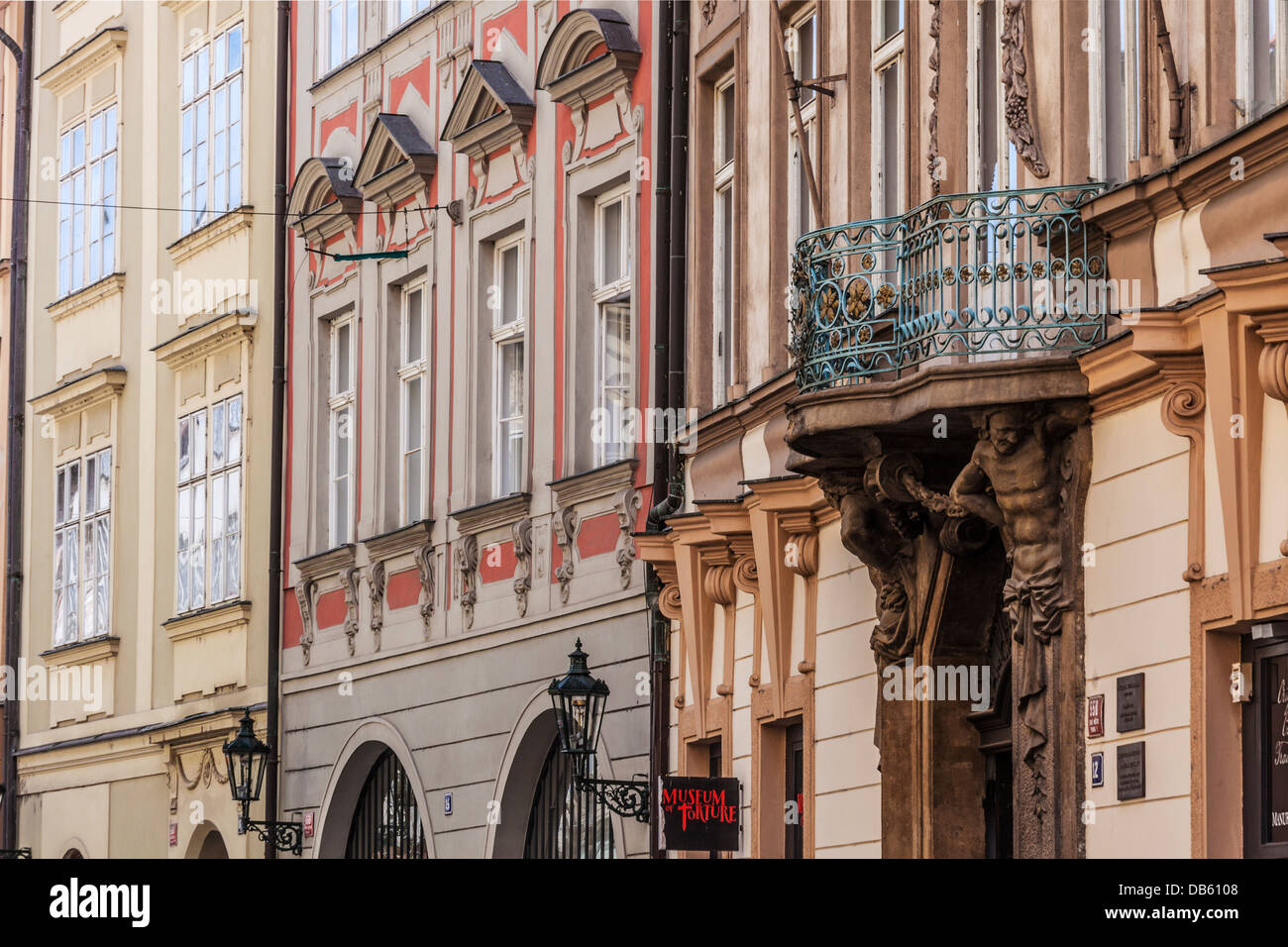 The facades of ornate buildings showing various architectural styles in ...