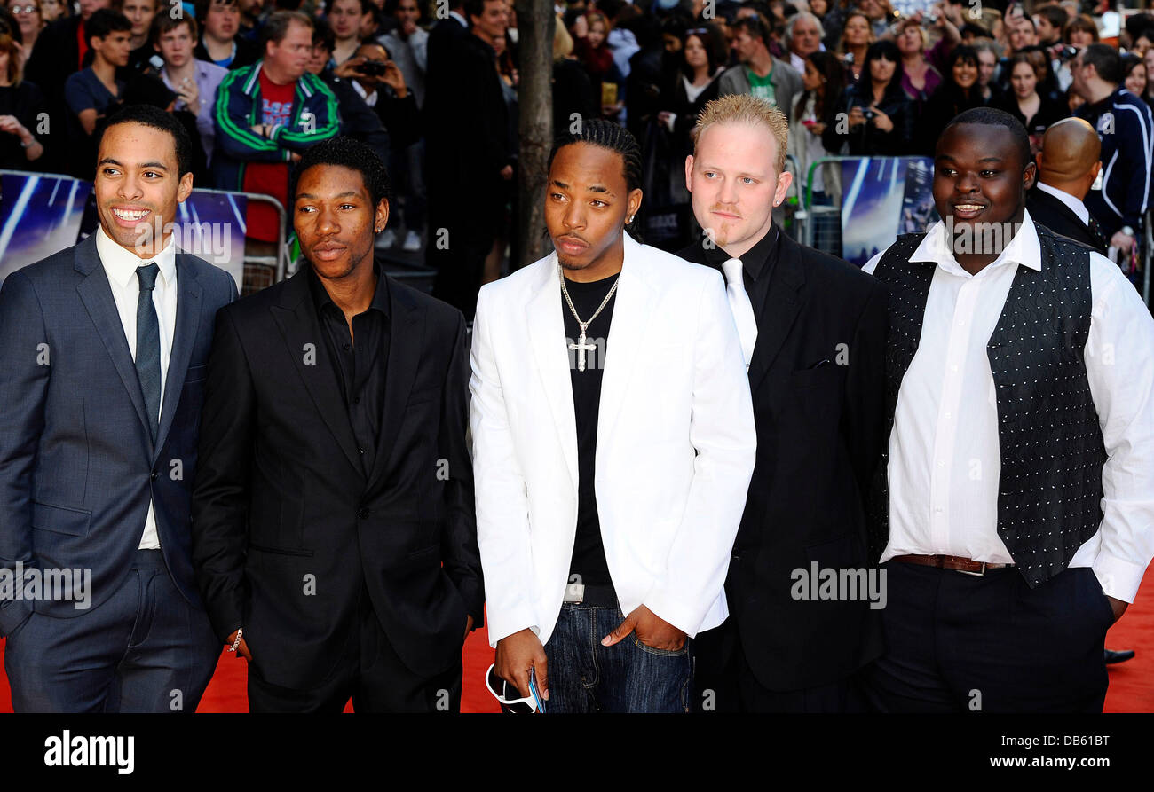 Members of the cast including Leeon Jones, John Boyega, Franz Drameh ...