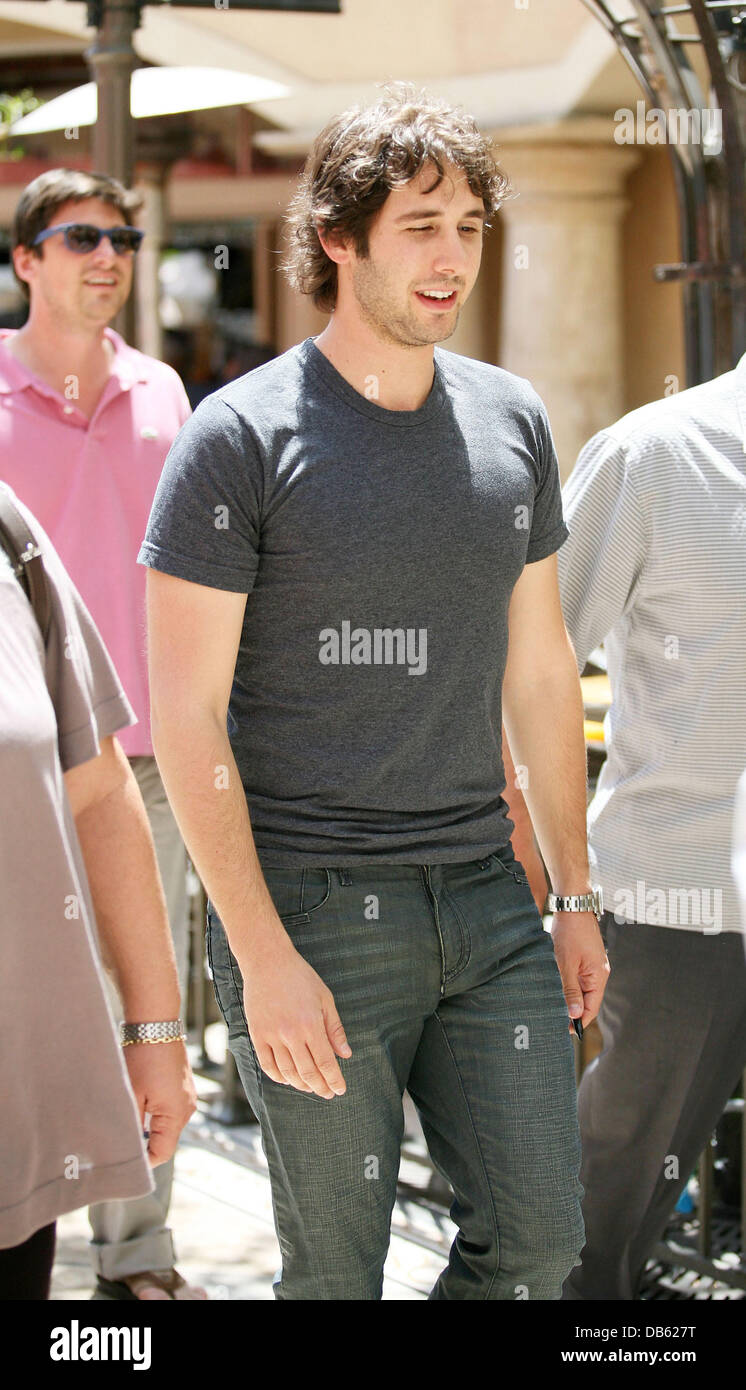 Josh Groban heads to The Grove to film an interview for the entertainment television news ...