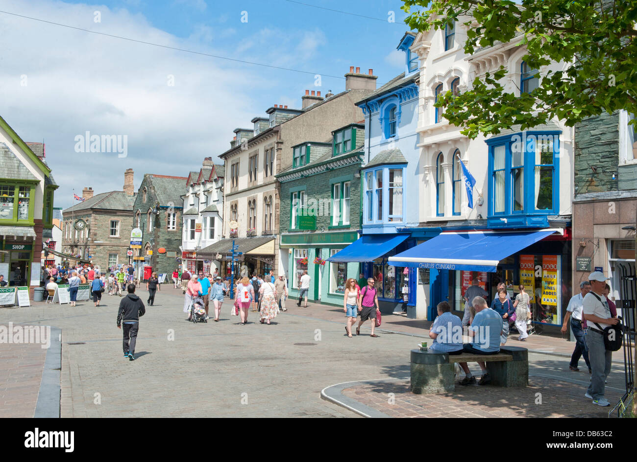 The town centre of Keswick, a tourist attraction in the Lake District ...