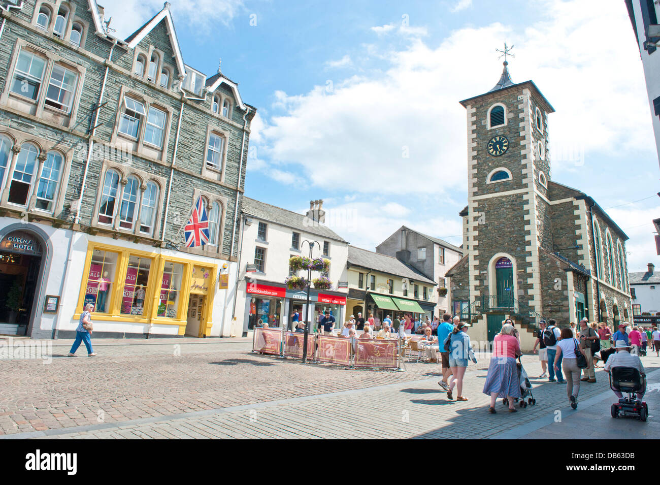 The town centre of Keswick, a tourist attraction in the Lake District ...