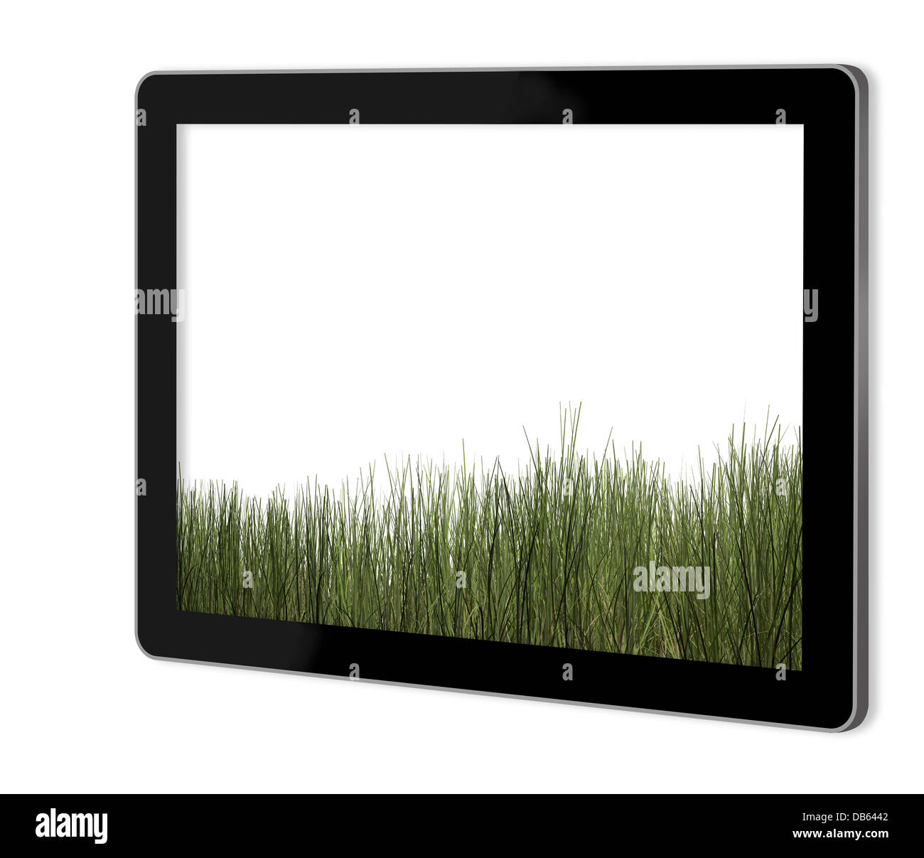 Perfect Grass on screen of tablet made in 3d software Stock Photo - Alamy