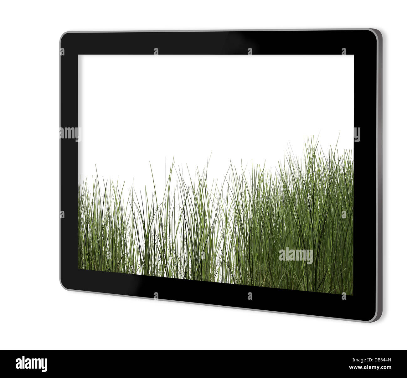 Perfect Grass on screen of tablet made in 3d software Stock Photo - Alamy