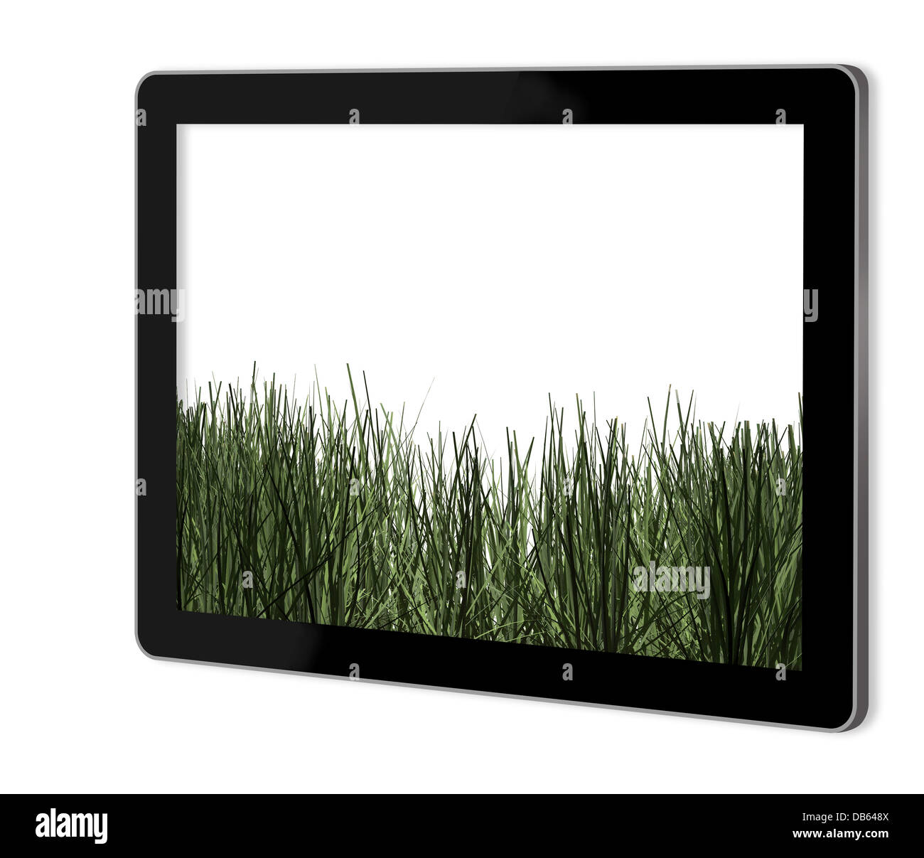Perfect Grass on screen of tablet made in 3d software Stock Photo - Alamy
