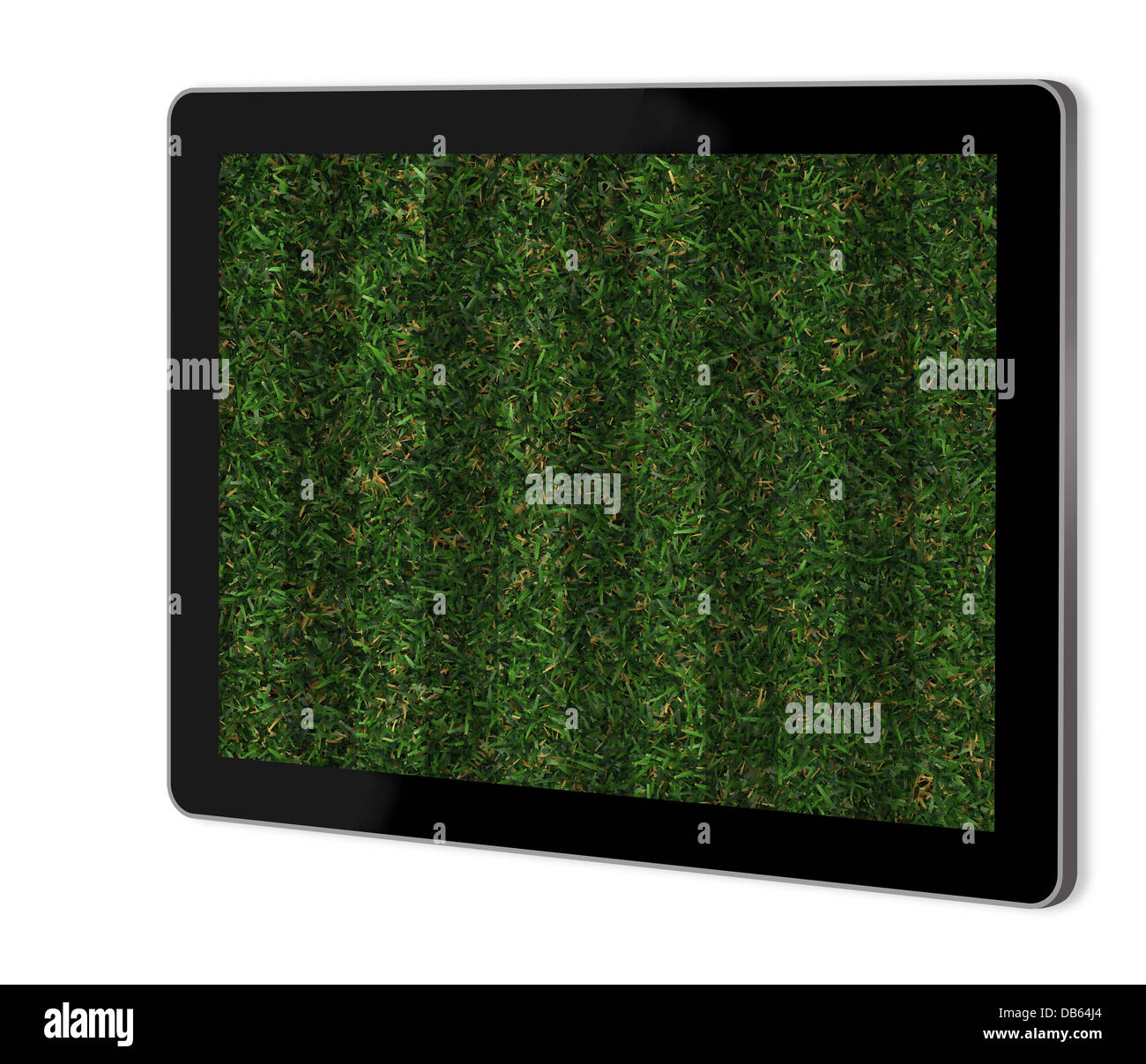 Perfect Grass on screen of tablet made in 3d software Stock Photo - Alamy
