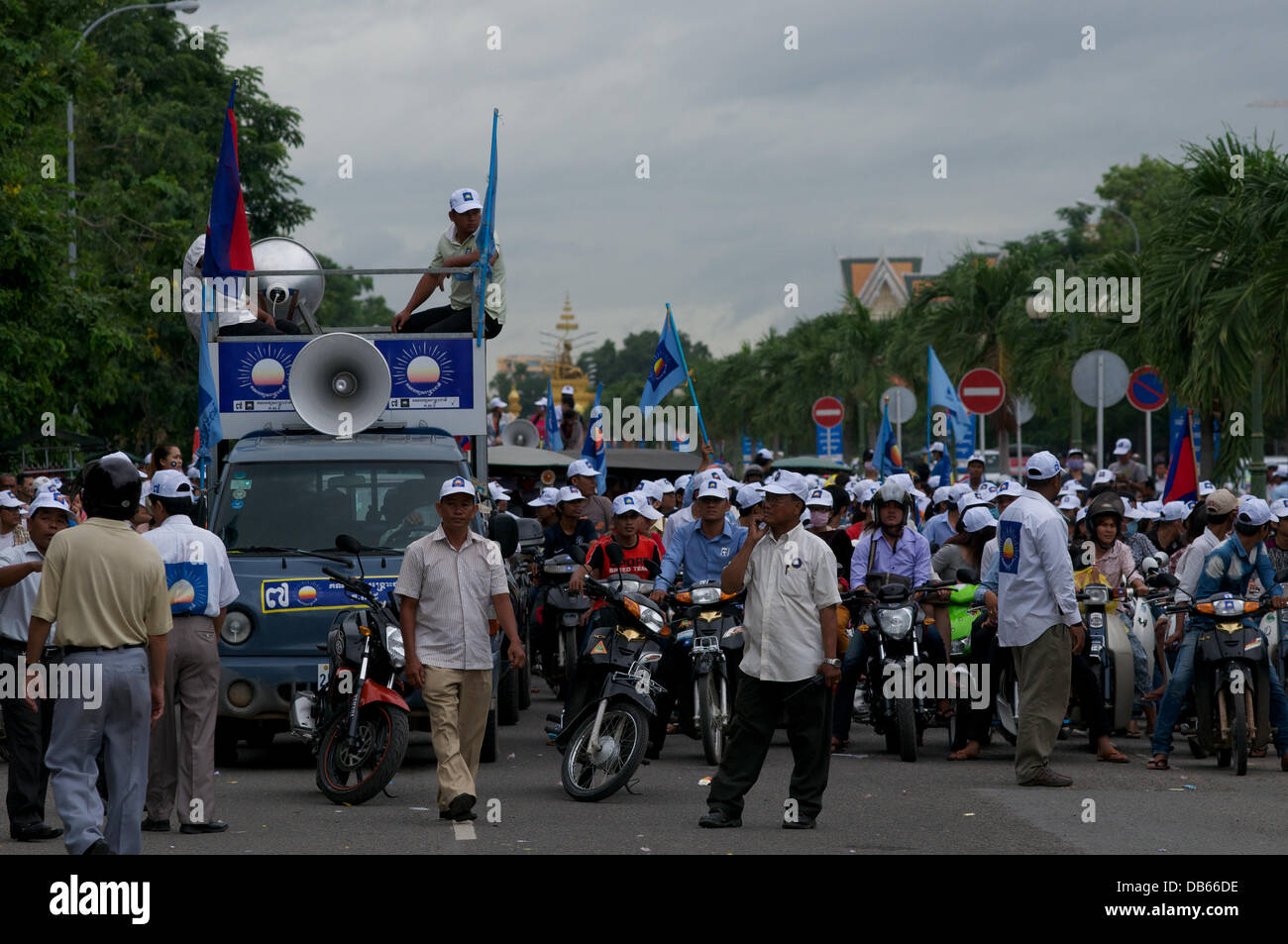 Phnom Penh, Cambodia on, July. 24th, 2013. Sam Rainsy supporters ...