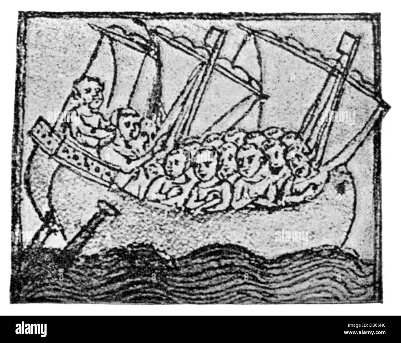 Middle Ages, crusades, crusader ships, illustration from "De passagiis ...