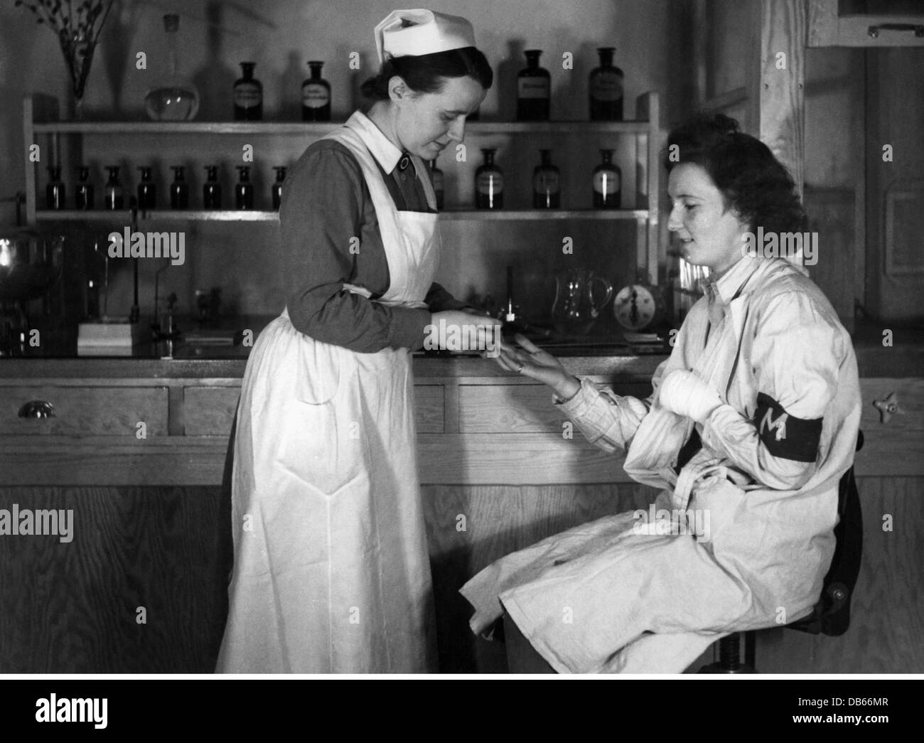 medicine, treatment, company physician giving a woman a medication ...