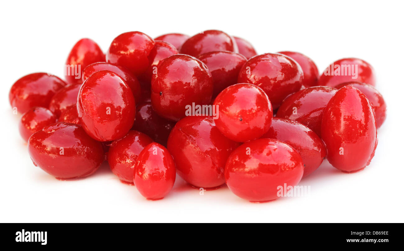 Processed cherry over white background Stock Photo - Alamy