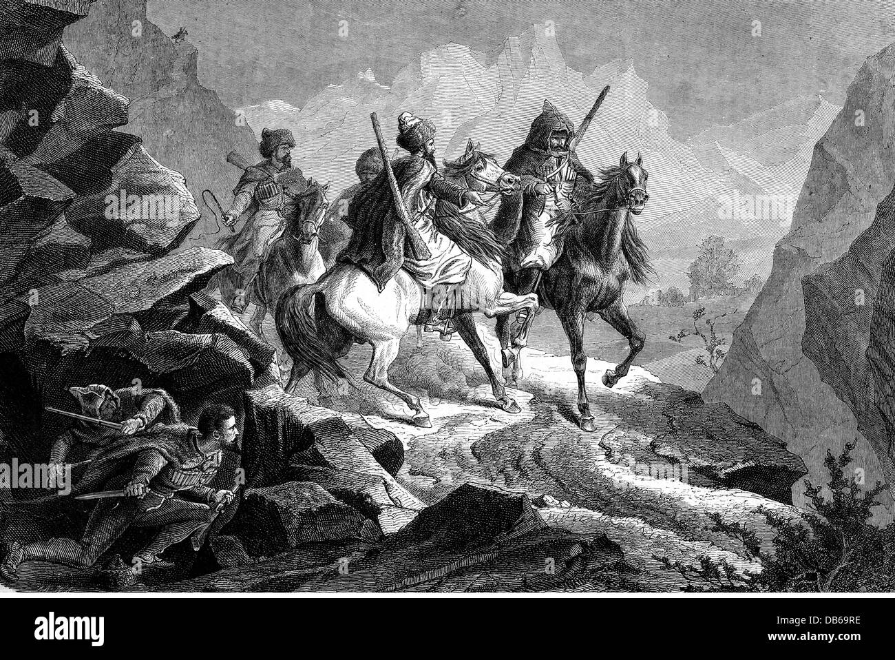 Plastunti tracing circassians in the caucasus mountains hi-res stock ...