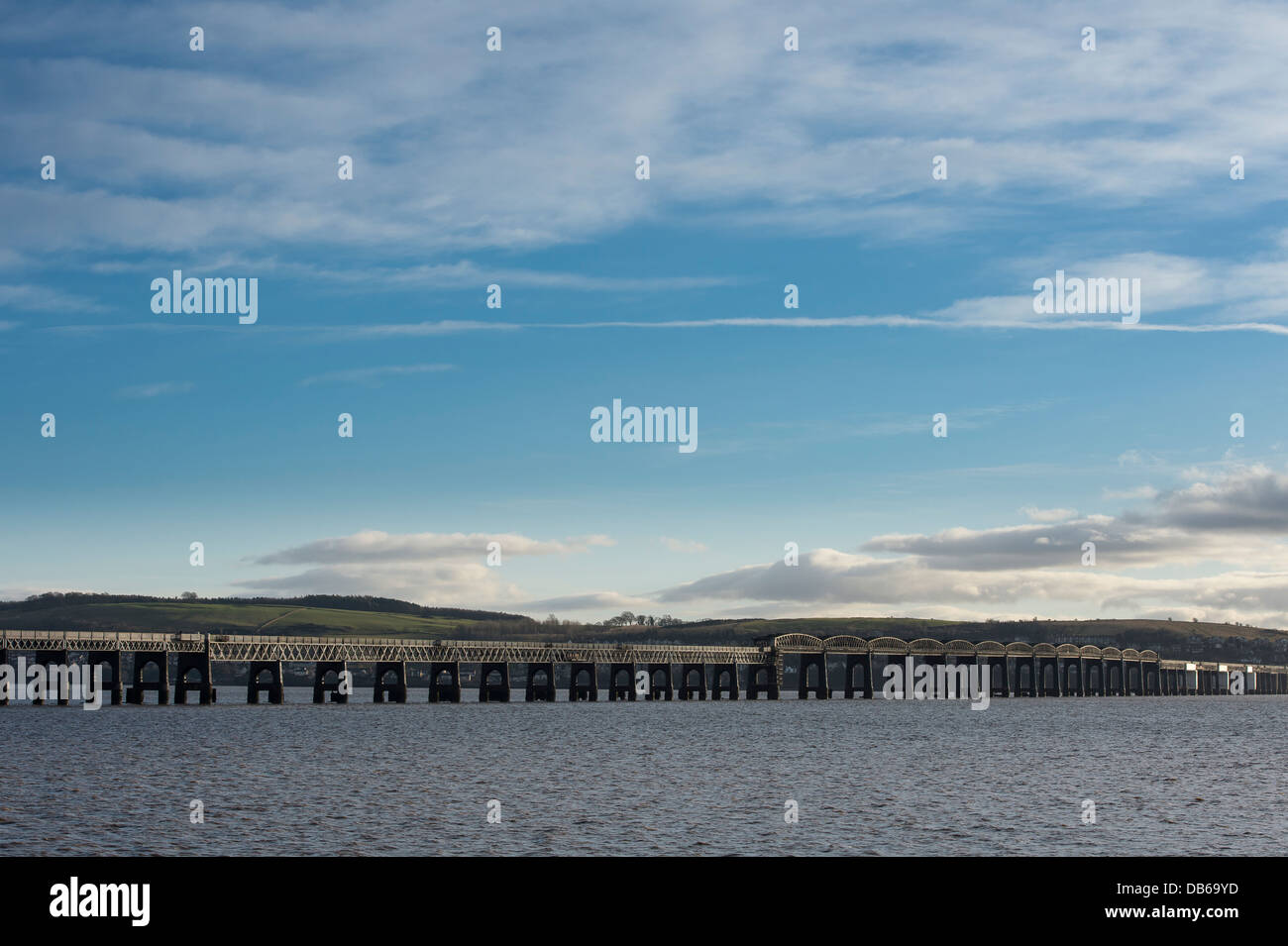 The iconic Tay Rail Bridge spanning the Firth of Tay, Scotland Stock ...