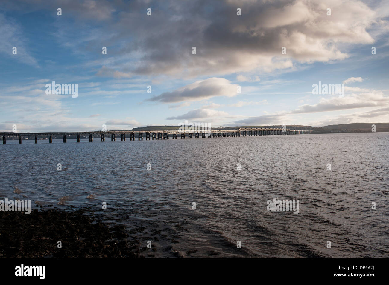 The iconic Tay Rail Bridge spanning the Firth of Tay, Scotland Stock ...
