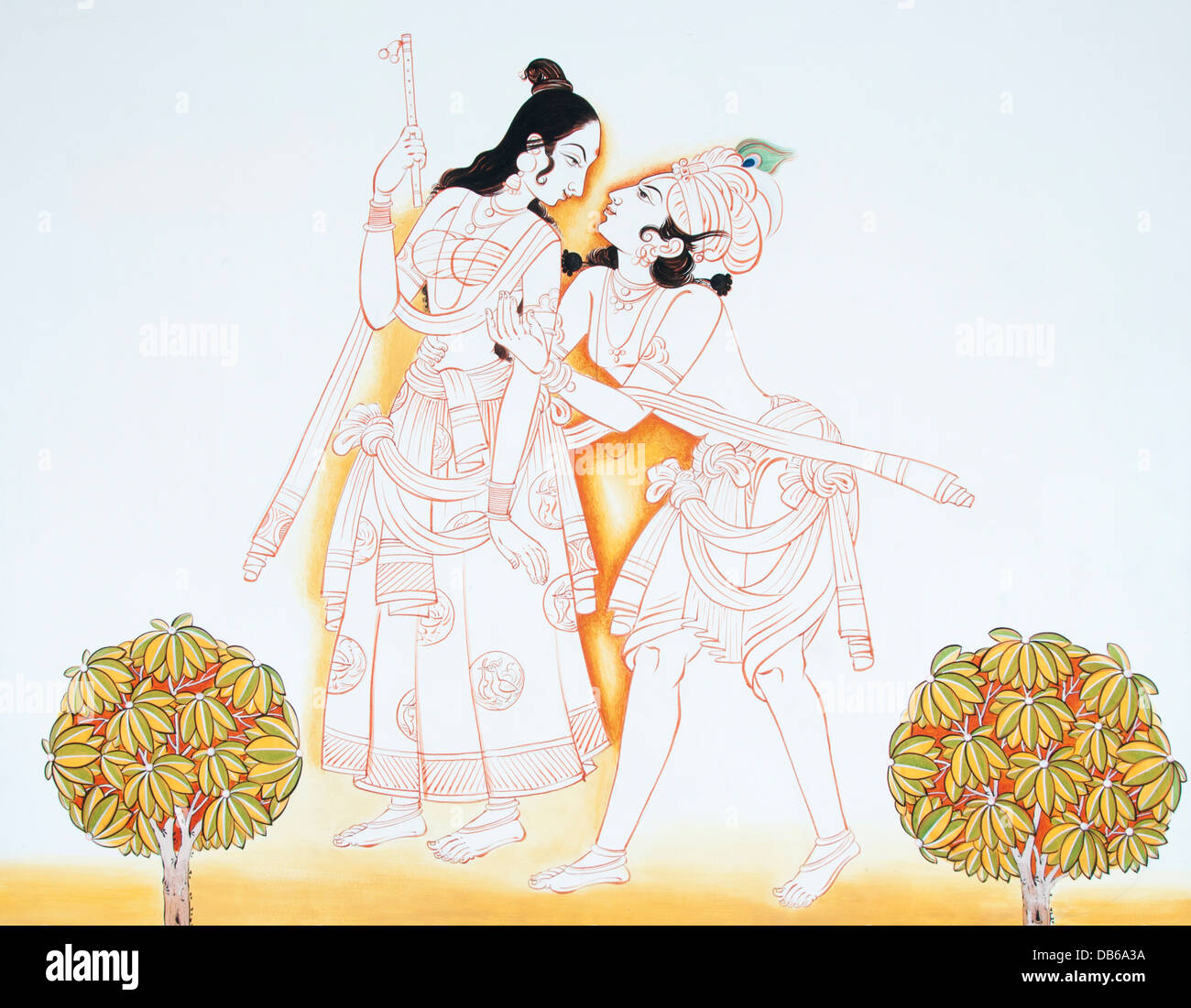 God Krishna embracing his devotee Radha Stock Photo - Alamy