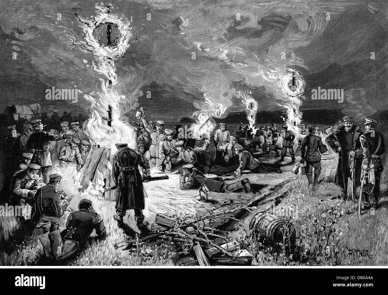 military, Germany, German Empire, German soldiers in bivouac, gathered ...