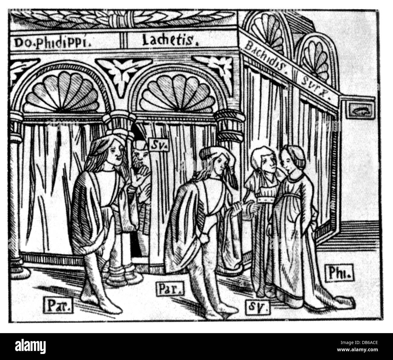 theatre, stage, Terence-Stage, woodcut, 16th century, Publius Terentius ...