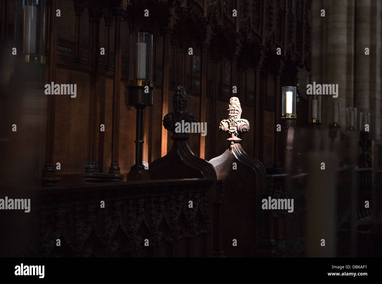 Detail from the interior of Peterborough Cathedral, the Choir Stock ...