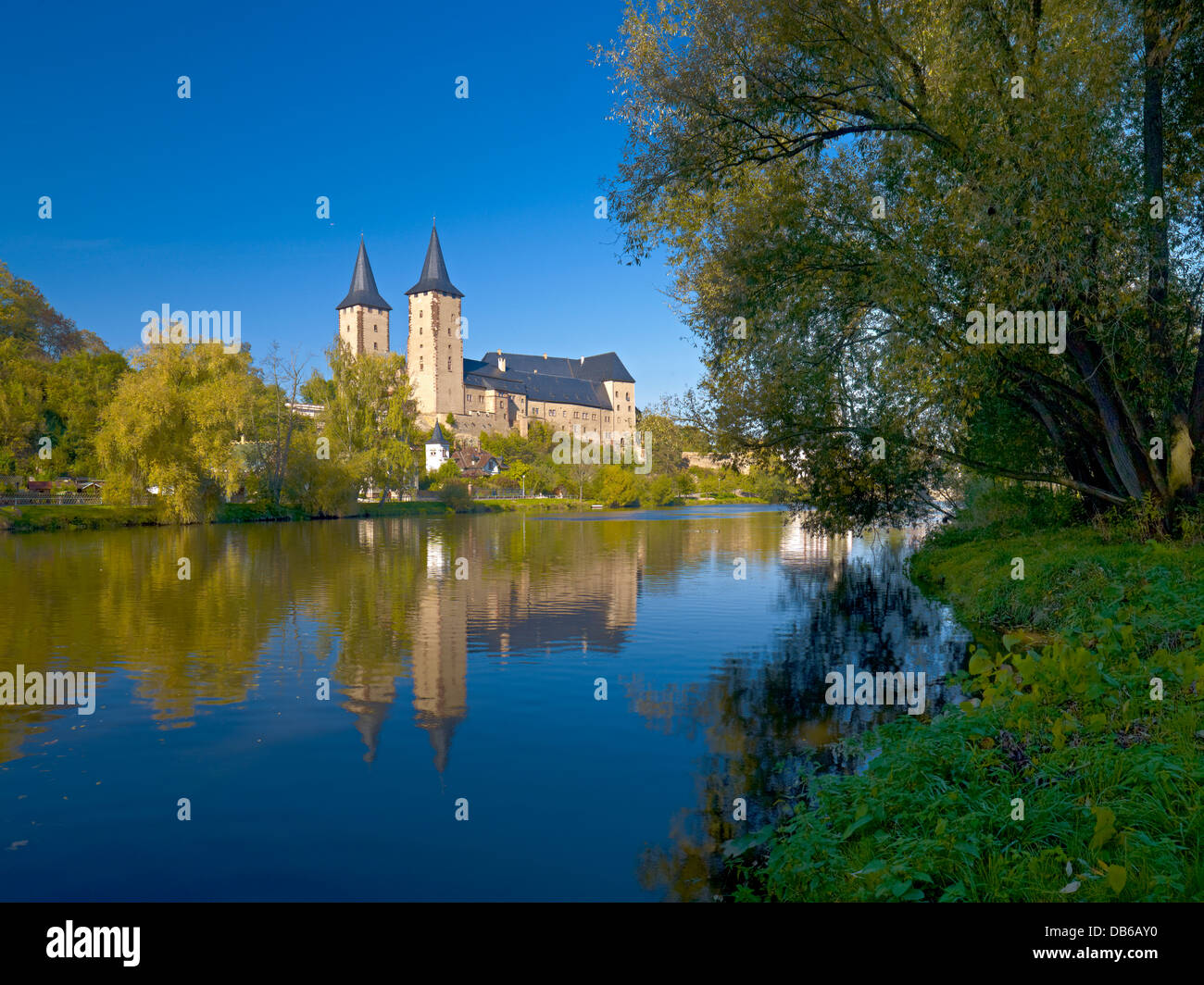 Rochlitz Castle at the Mulde River, Rochlitz, Saxony, Germany Stock ...