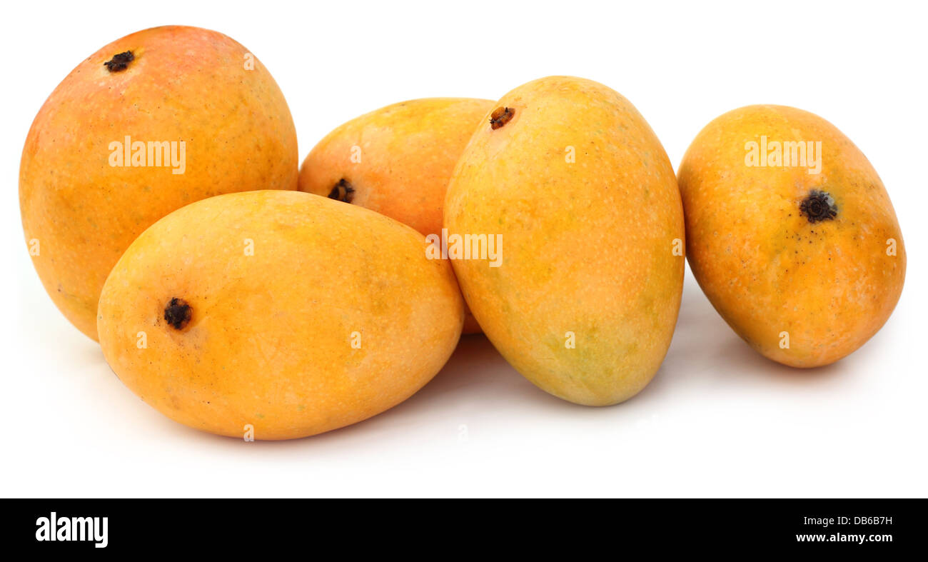 Ripe Mangoes over white background Stock Photo - Alamy