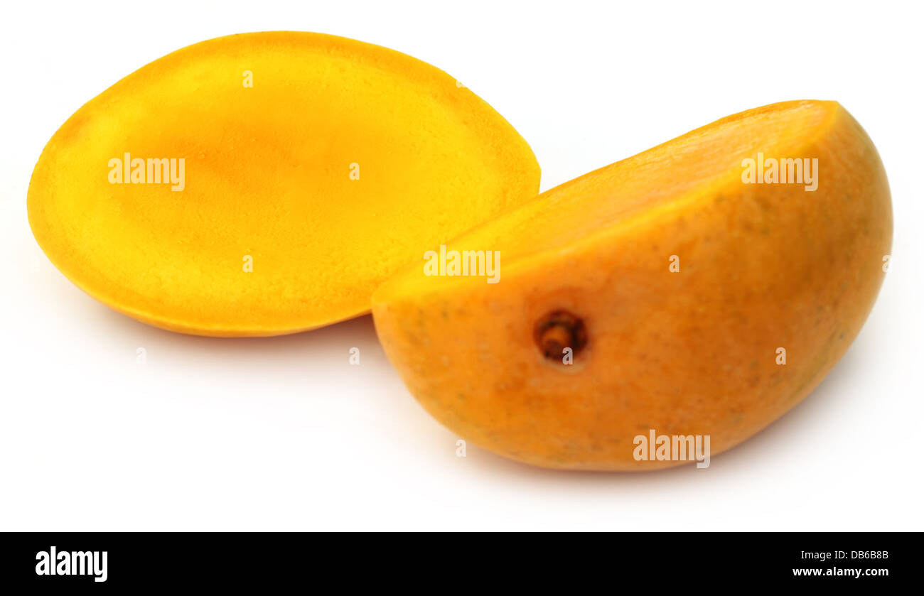 Ripe Mangoes over white background Stock Photo - Alamy