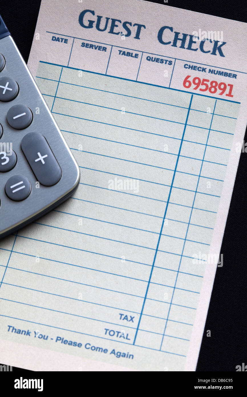 Guest Check and calculator, concept of restaurant expense Stock Photo ...