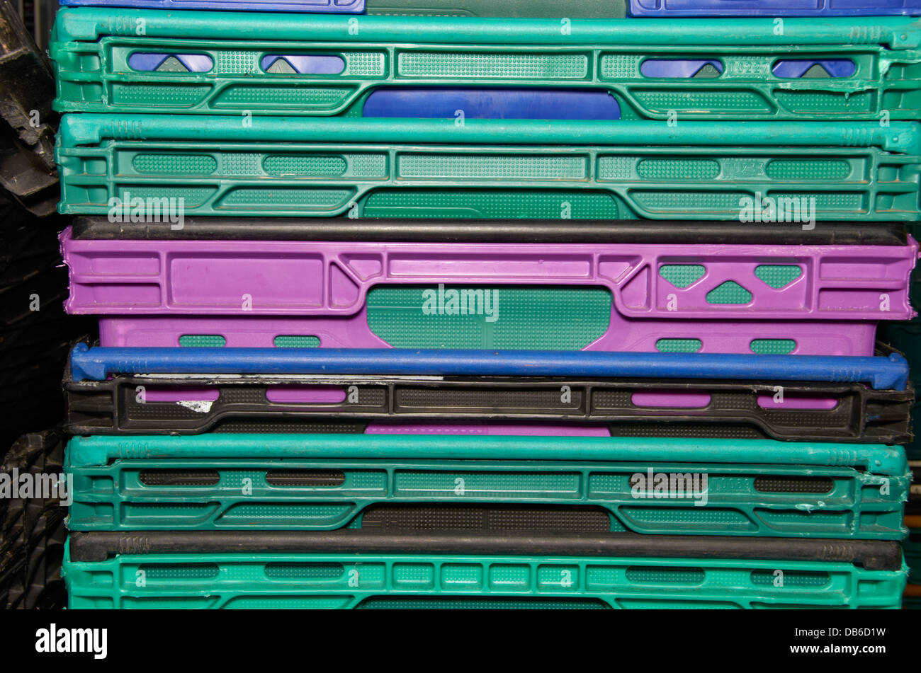 Plastic food packaging & crates Stock Photo - Alamy