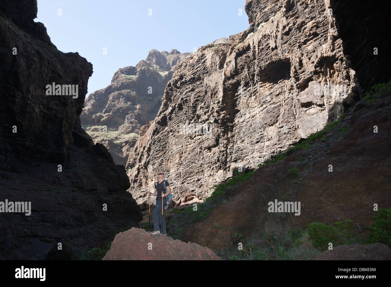 Masca Gorge Hiking Tour, Tenerife, Canary Islands, Spain Stock Photo ...