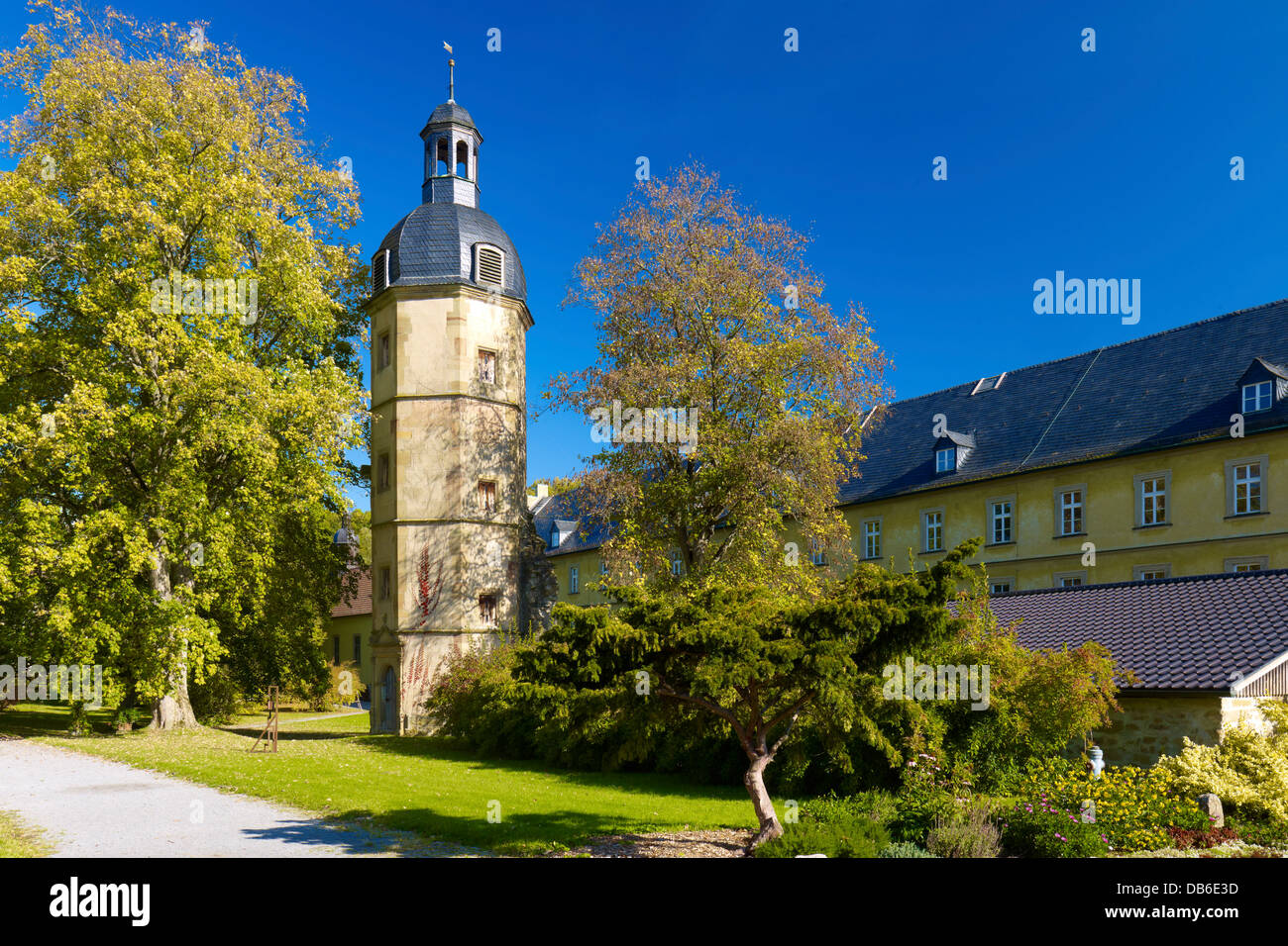 Staircase tower from 1454, monastery Maria Bildhausen in Muennerstadt ...