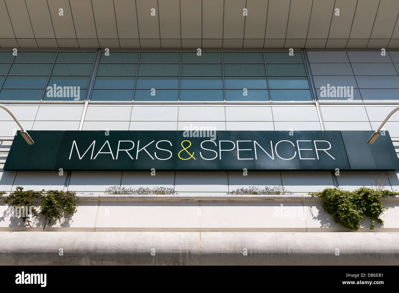 Looking up at Marks and Spencers department store sign Stock Photo - Alamy