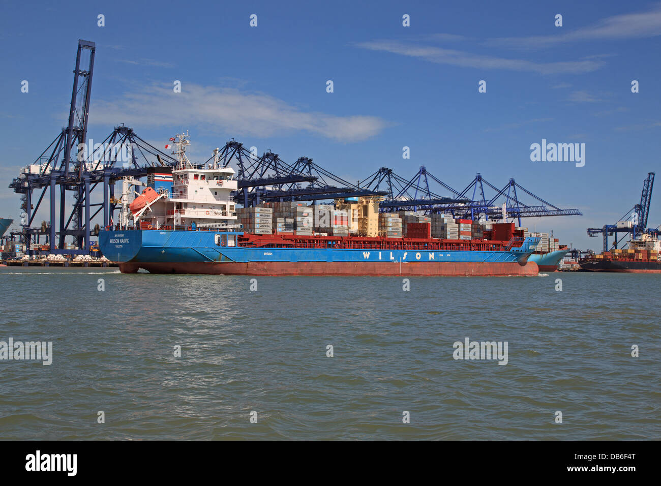 The 6000 ton cargo ship Wilson Narvik crossing Harwich Harbour,UK, with ...