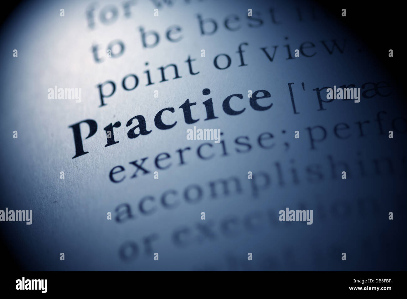Fake Dictionary, Dictionary definition of the word Practice Stock Photo ...