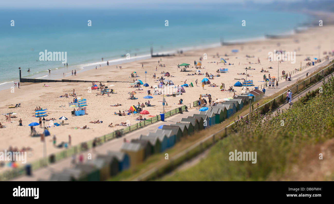miniature effect of beach shot from a vantage point above Stock Photo ...