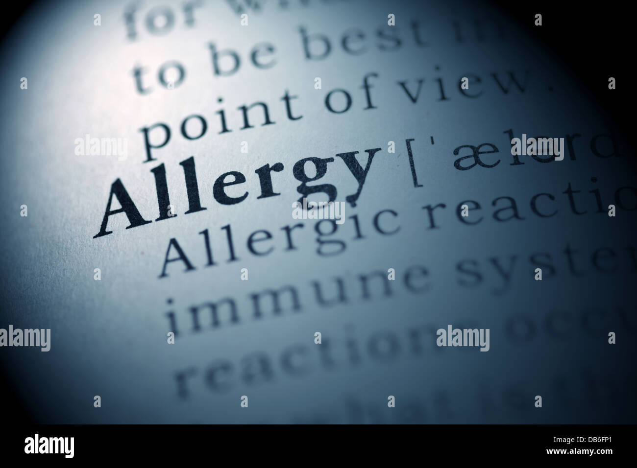 Fake Dictionary, Dictionary definition of the word Allergy Stock Photo ...