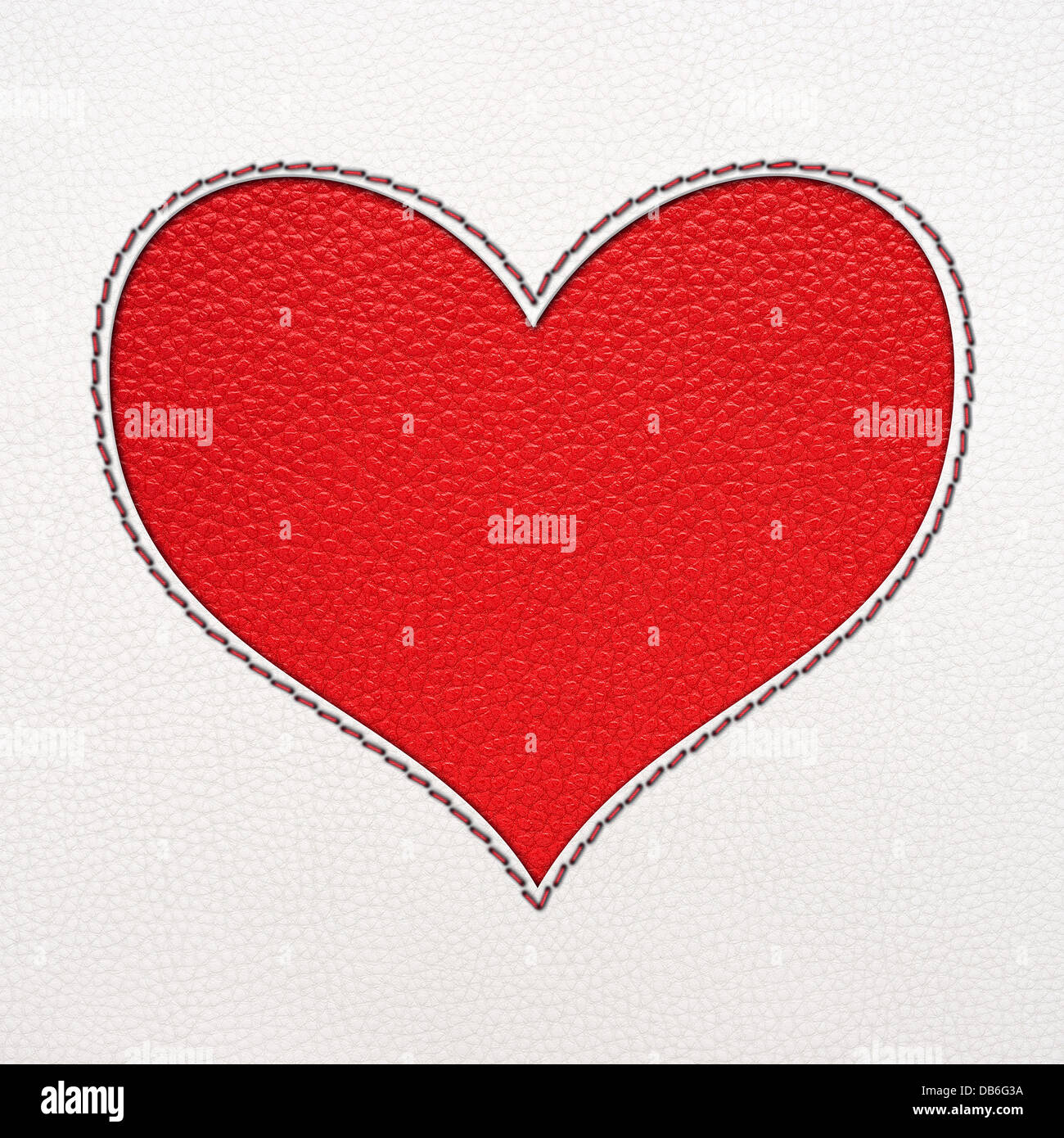 Heart from red and white leather background Stock Photo - Alamy