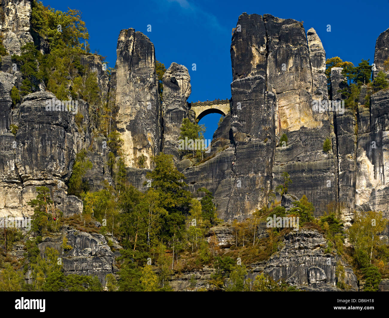 The Bastei near Rathen, Saxon Switzerland, Saxony, Germany Stock Photo ...