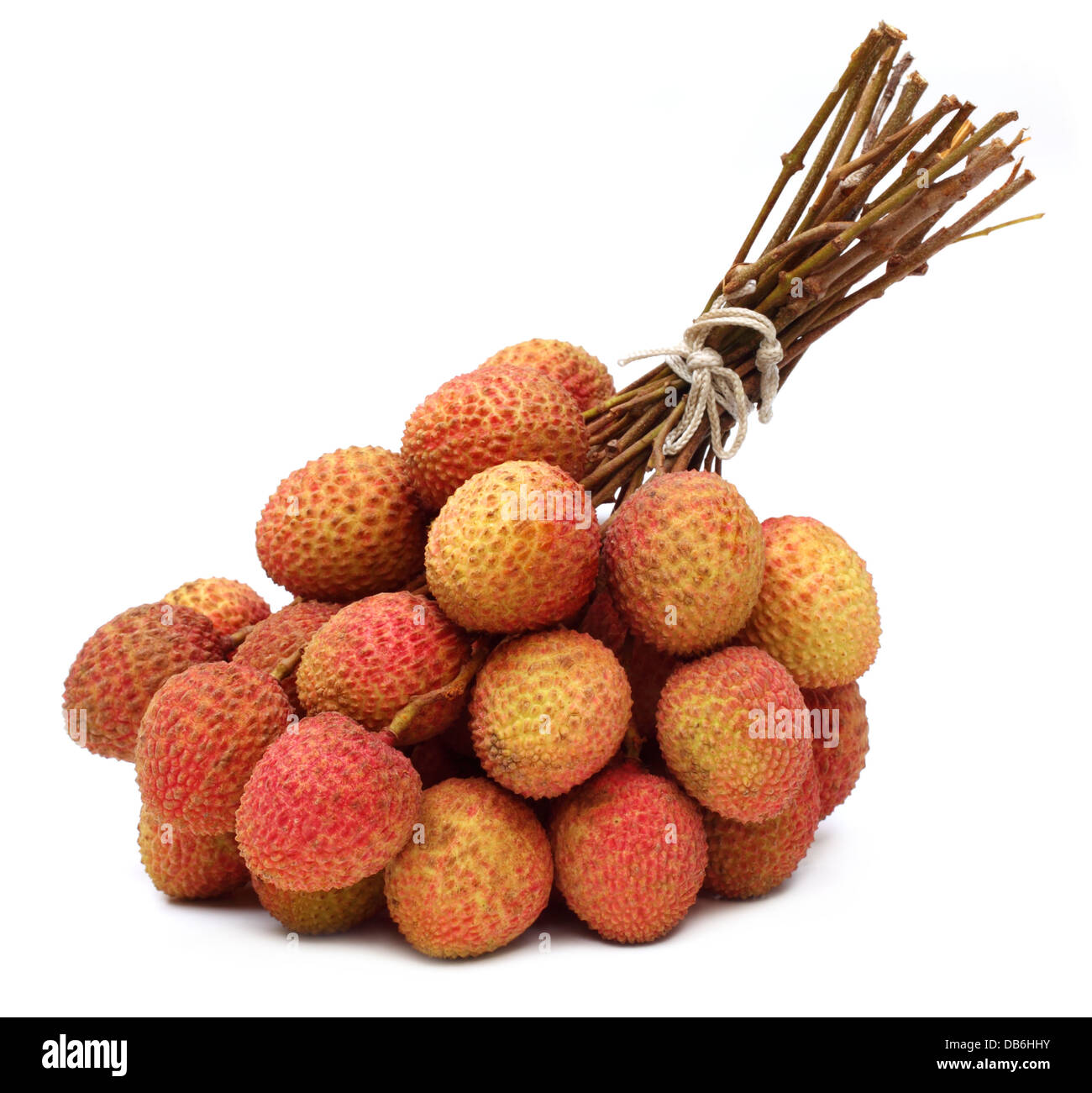 Bunch of Lychee over white background Stock Photo - Alamy