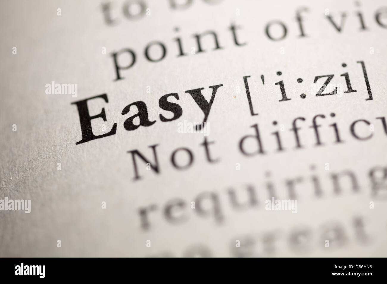 Fake Dictionary, Dictionary definition of the word Easy Stock Photo - Alamy