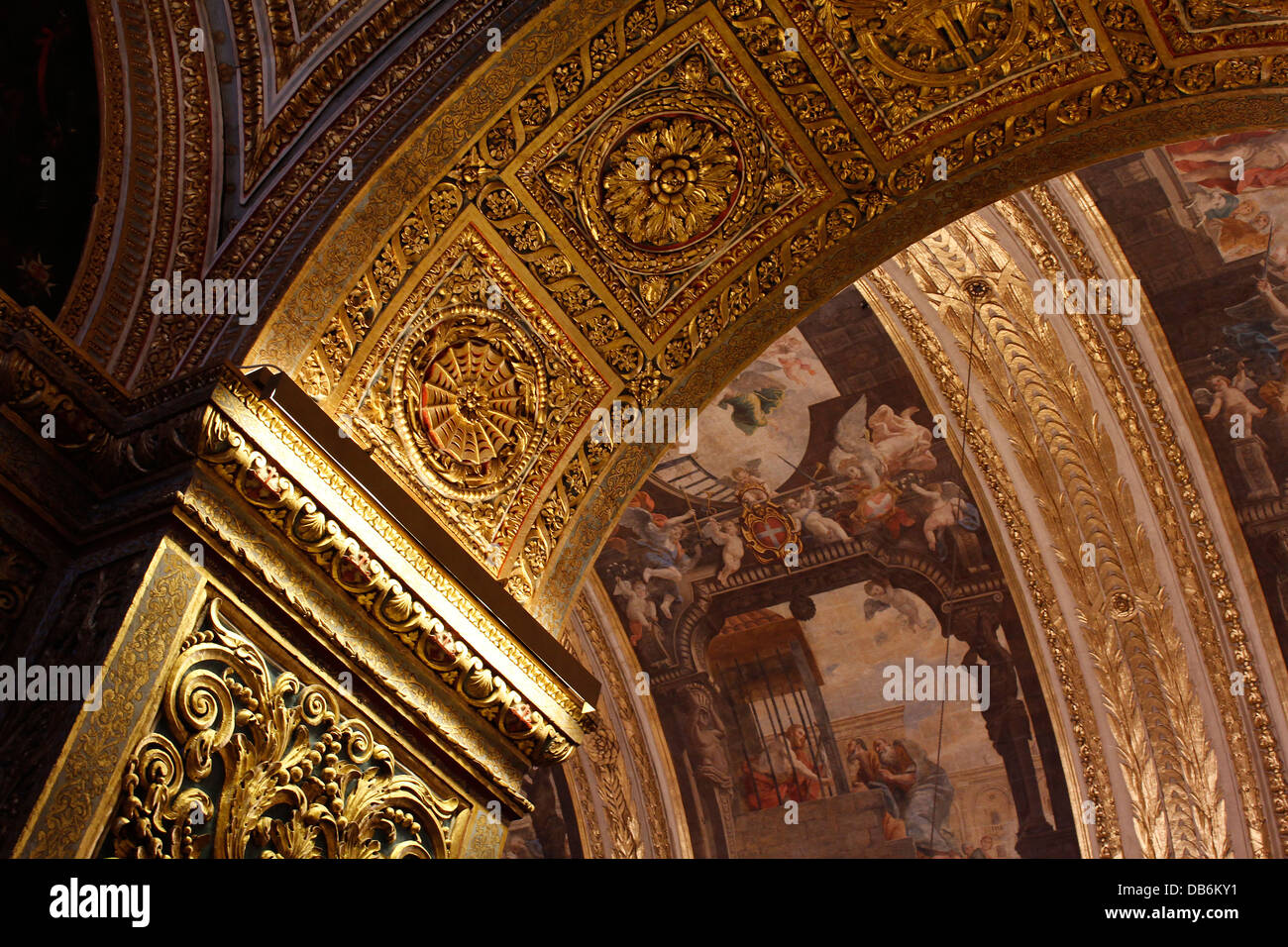 High Baroque architecture style decorations at the nave of the 17th ...