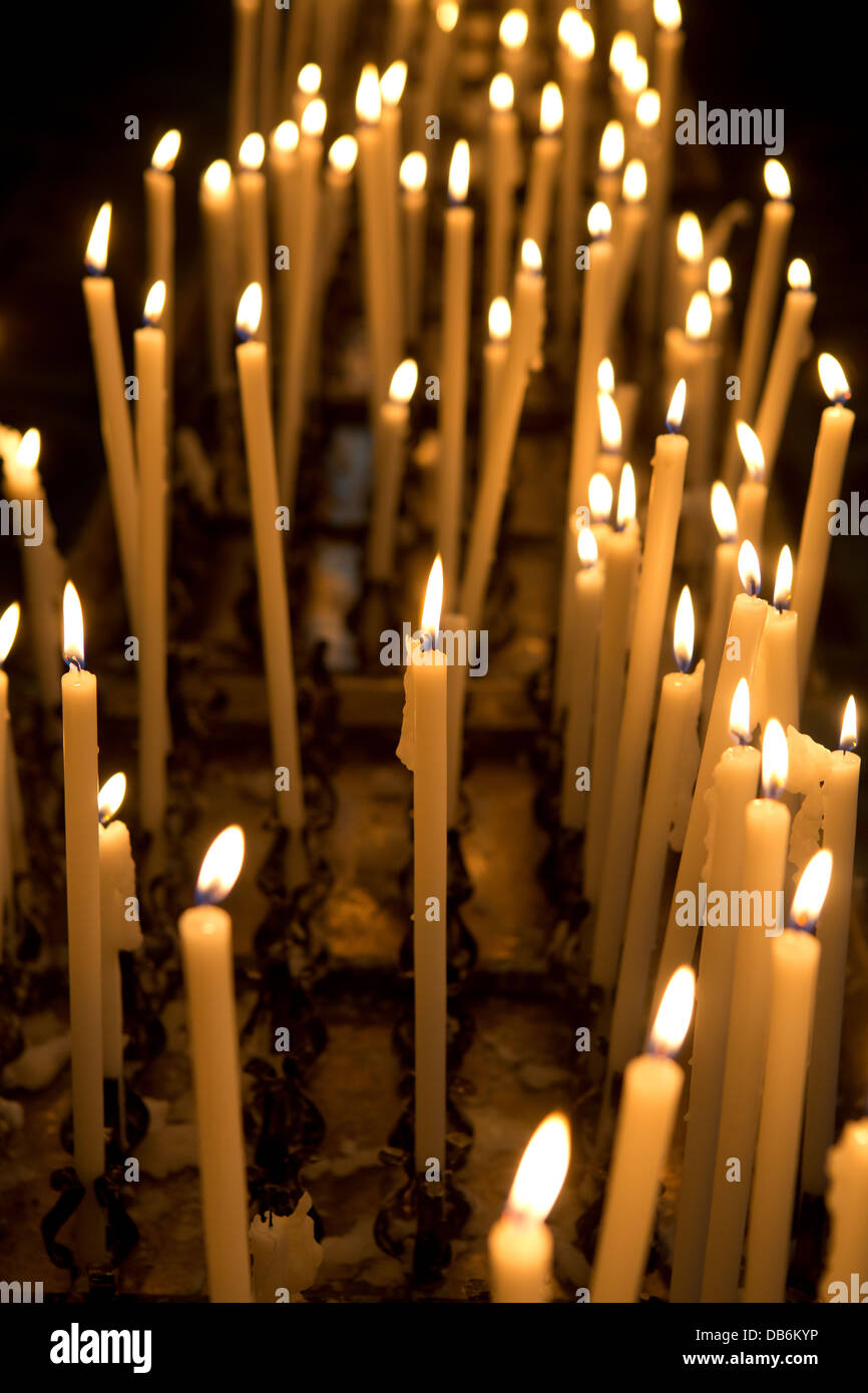 Candles inside a church Stock Photo - Alamy