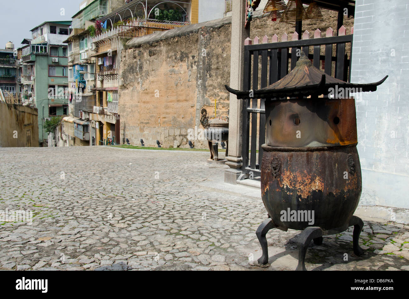 China, Macau. Historic central Macau. Na Tcha Temple, traditional ...